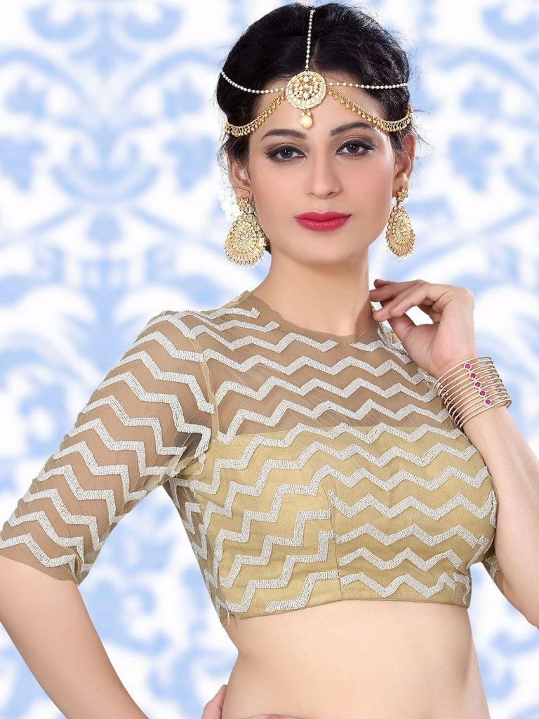 Trendy Cream Colour Blouse Designs | Elegant Styles & Patterns Photos
