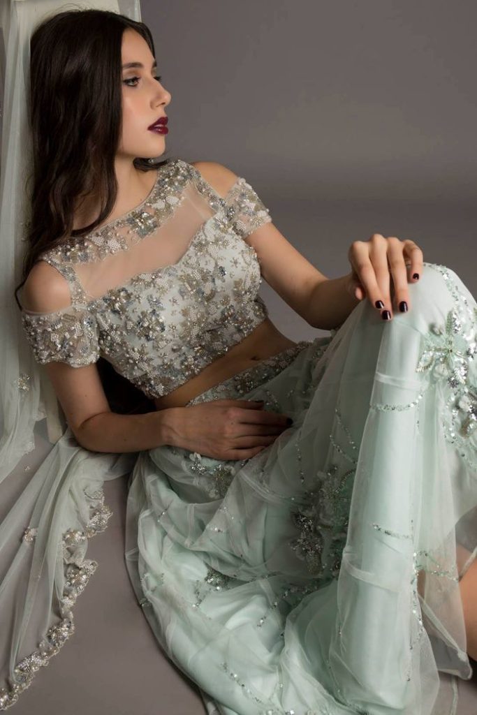 Beautiful Cold Shoulder Blouse Designs for Lehenga and Saree