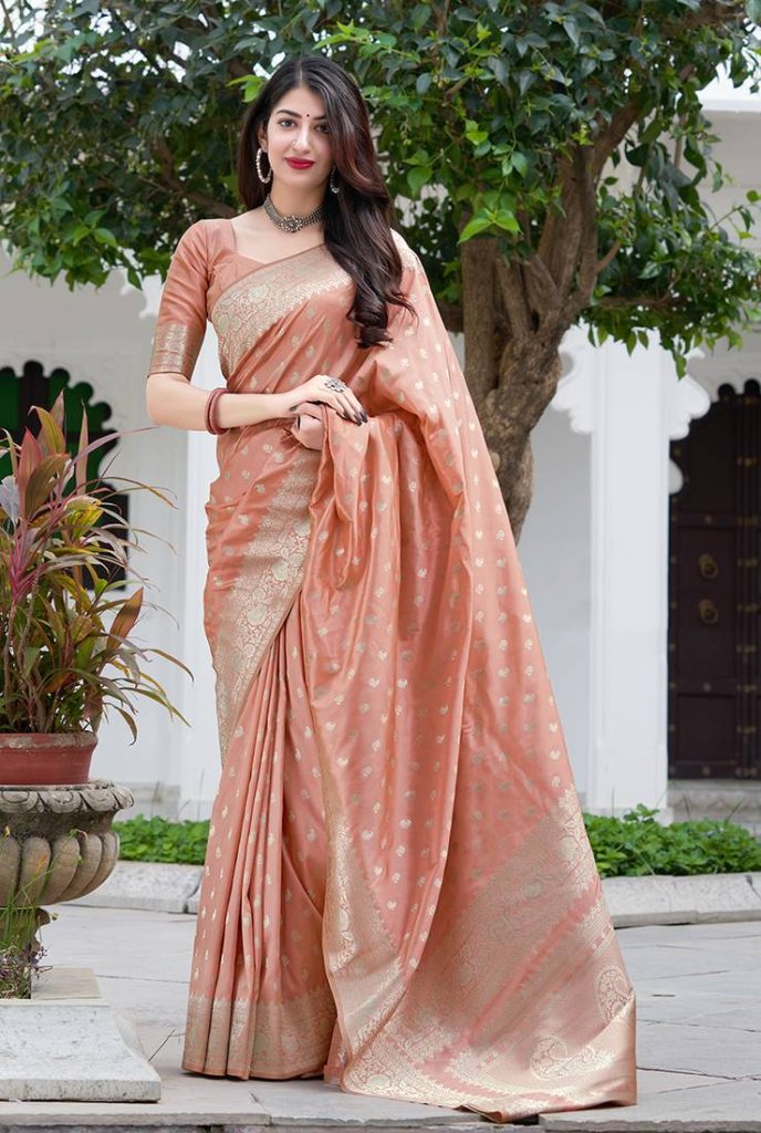 Trendy Peach Color Blouse Designs For Silk Sarees | Latest Designs In 2024