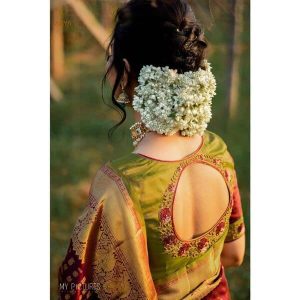 Simple Thread Work Blouse Designs For Silk Saree