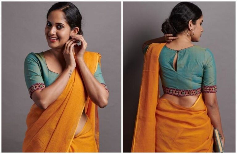 Boat Neck Blouse Designs for Sarees Front and Back Side