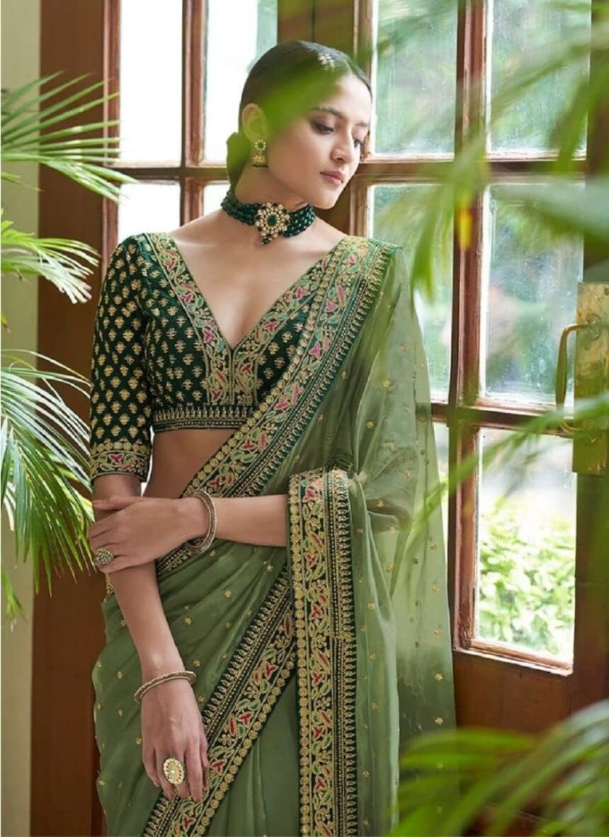 How to Style a Mehndi Colour Blouse Design for Weddings and Festivals