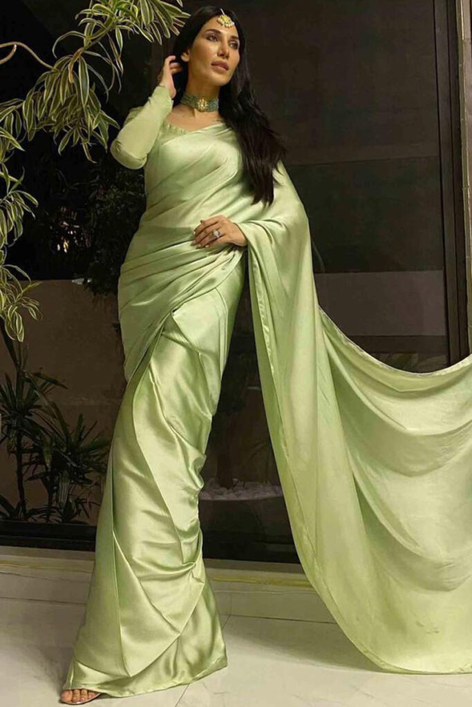 Trending Pista Colour Blouse Design Ideas for Sarees & Lehengas