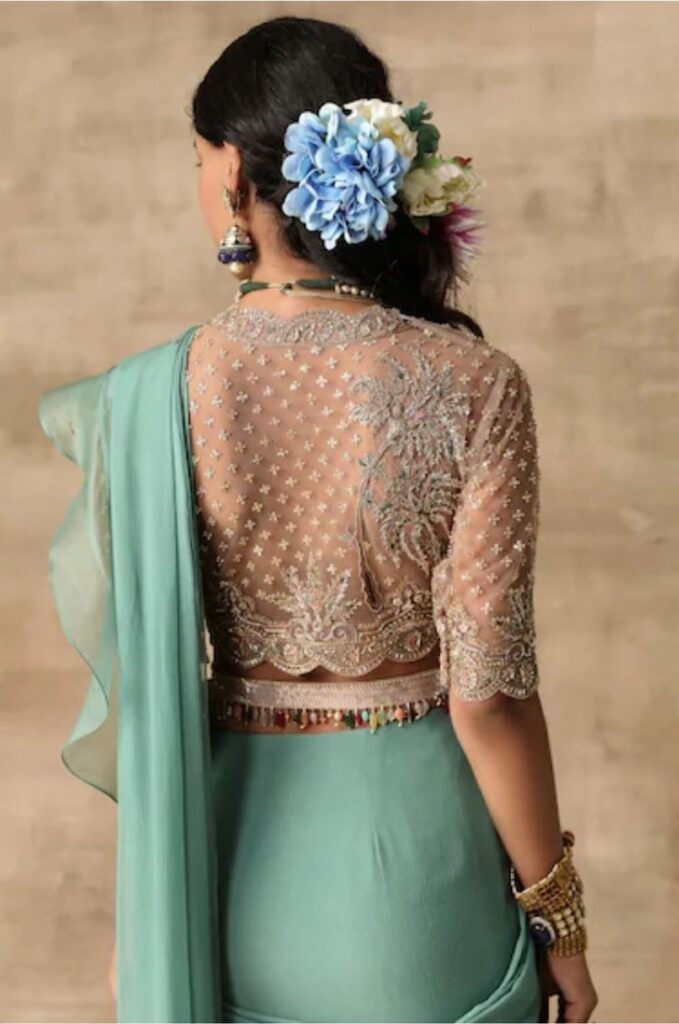 20 Stunning Back Net Work Blouse Designs for Every Occasion