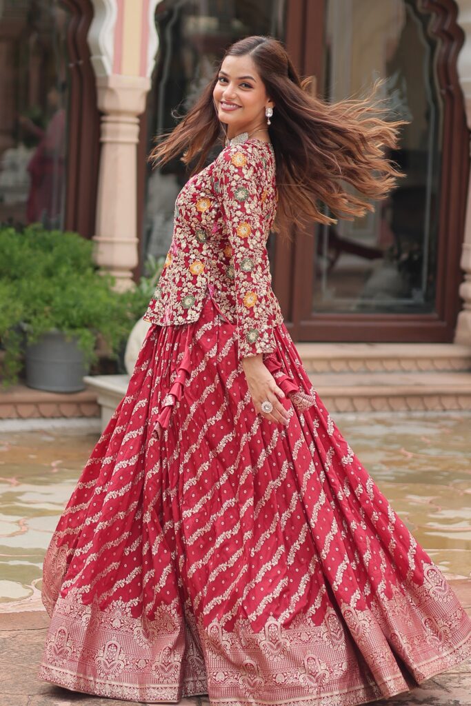 Top 15 Beautiful Long Blouse Designs for Lehengas | Designerblouse