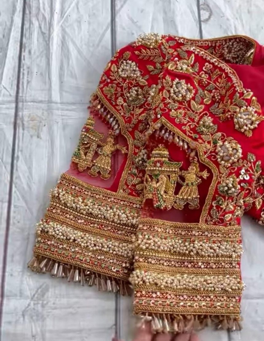 Top Hand Embroidered Blouse Designs for Silk Sarees